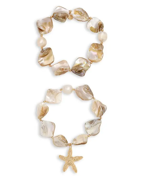 Ettika True Shell Stretch Bracelet Set - Gold