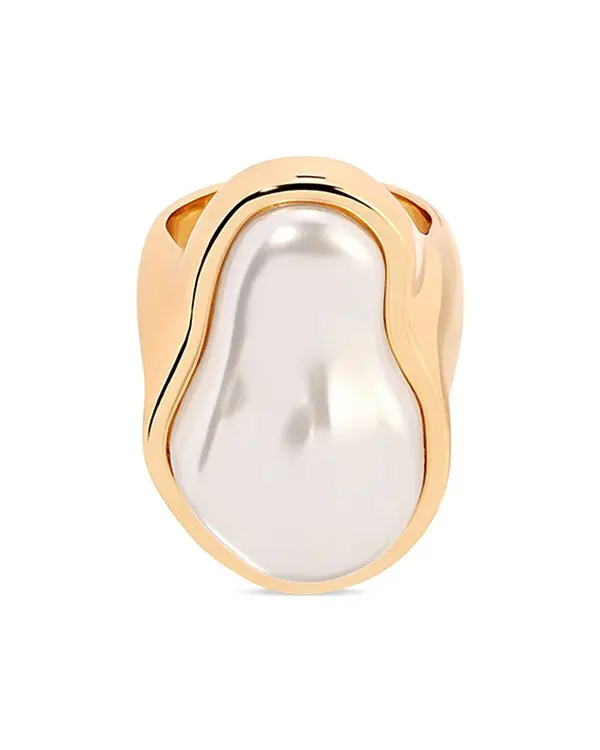 Ettika Sea Born Imitation Pearl Cocktail Ring - Gold