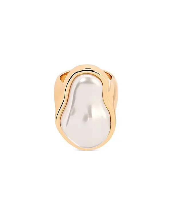Ettika Sea Born Imitation Pearl Cocktail Ring - Gold
