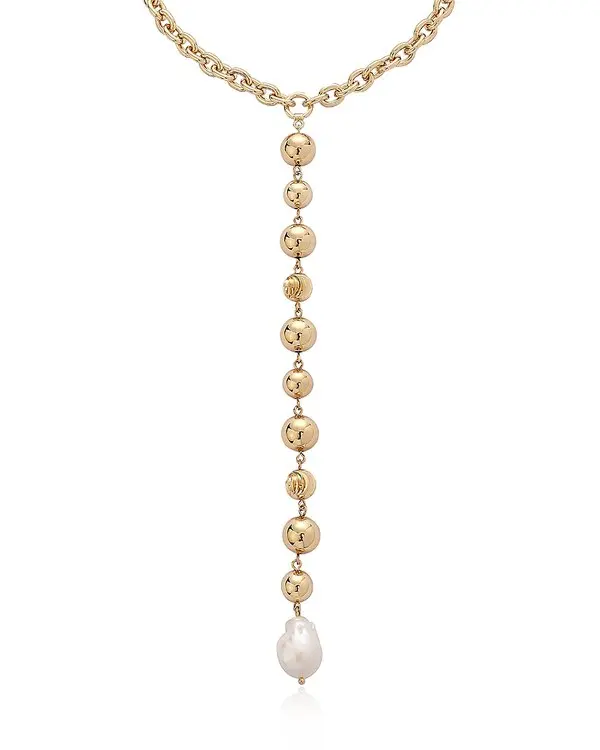 Ettika Cultured Freshwater Pearl Lariat Necklace - Gold