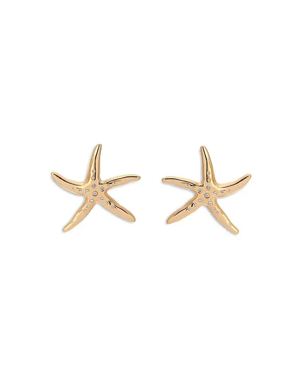 Ettika Pave Starfish Statement Stud Earrings - Gold