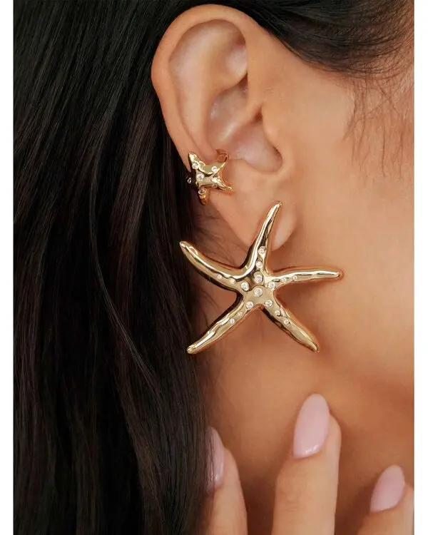 Ettika Pave Starfish Statement Stud Earrings