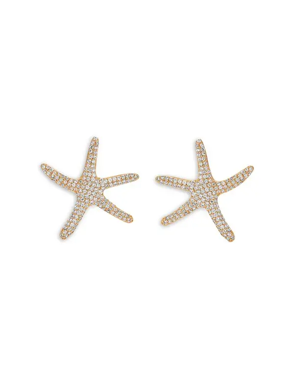 Ettika Pave Starfish Statement Stud Earrings - Gold