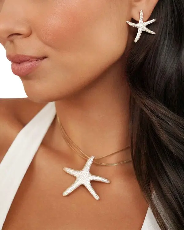 Ettika Pave Starfish Statement Stud Earrings