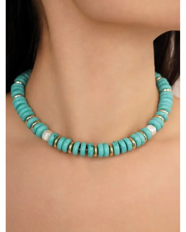 Ettika Saint Tropez Stone Breaded Collar Necklace - Gold