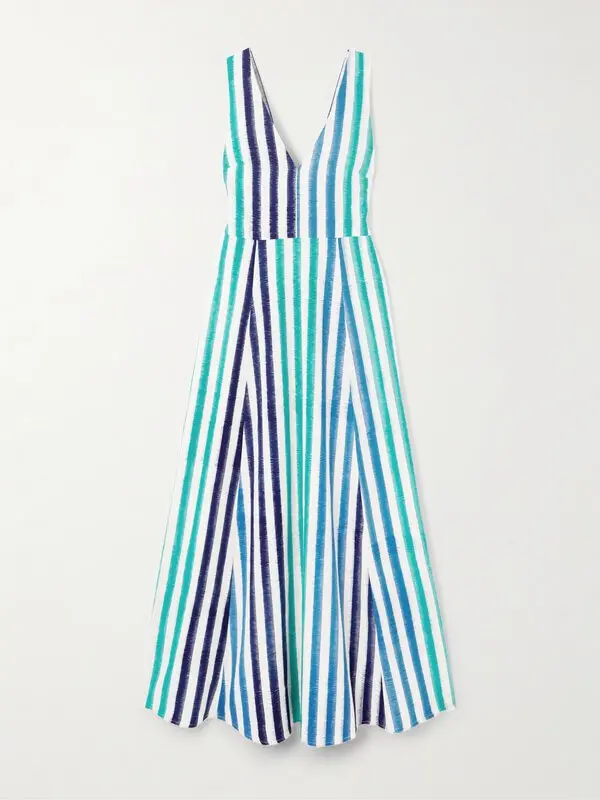 EMPORIO SIRENUSE Nellie Striped Cotton Maxi Dress - Blue