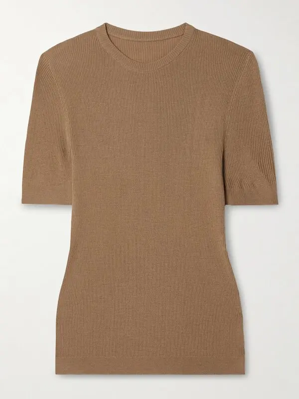 Khaite Celina Ribbed Wool-blend Top - Brown
