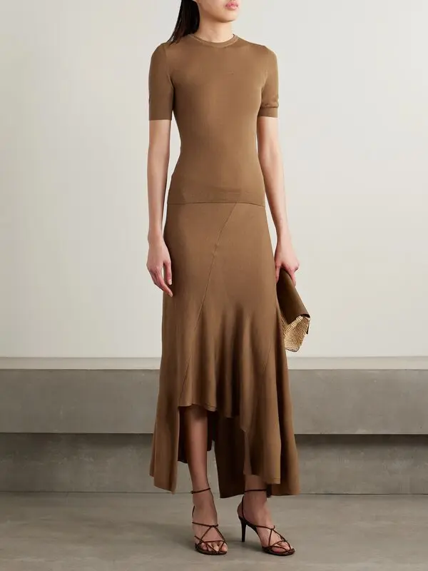 Khaite Celina Ribbed Wool-blend Top - Brown