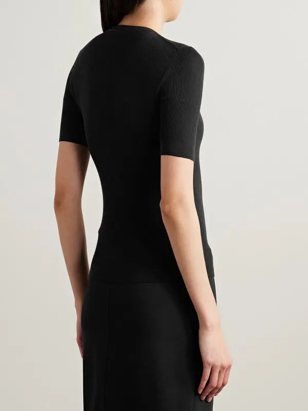 Khaite Celina Ribbed Wool-blend Top - Black