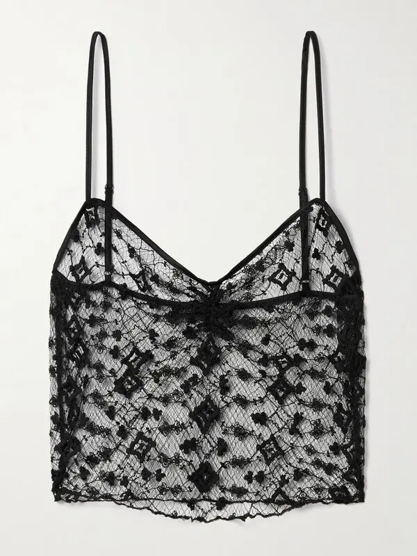 Kiki De Montparnasse Cropped Lace-trimmed Camisole - Black