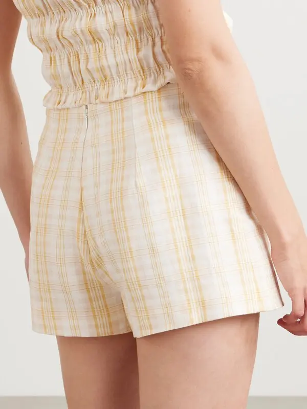 Faithfull The Brand Lila Checked Linen Shorts - Yellow