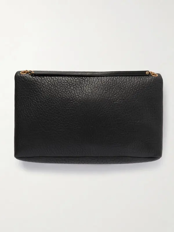 Saint Laurent Cassandre Large Textured-leather Clutch - Black