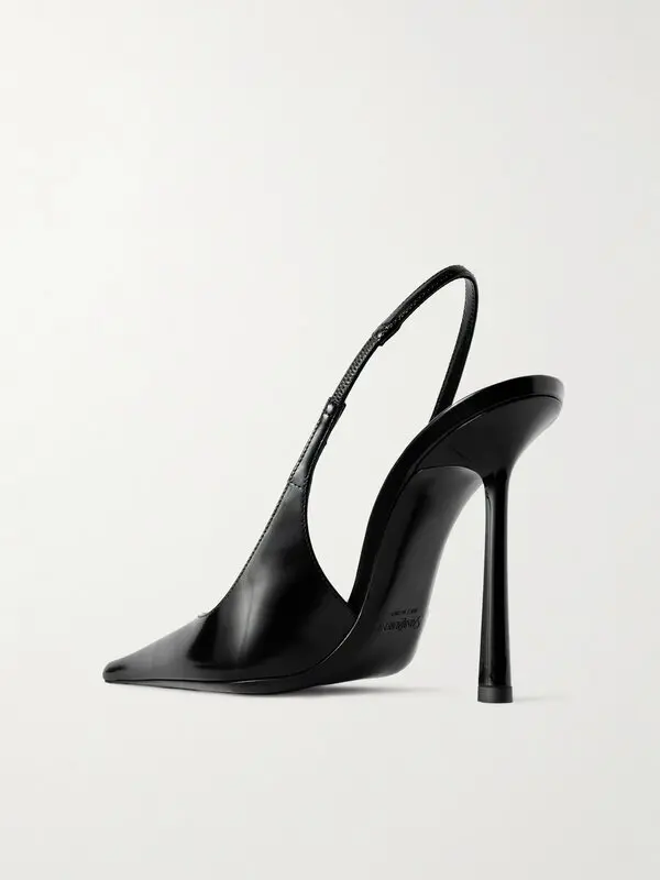 Saint Laurent Vendôme Glossed-leather Slingback Pumps