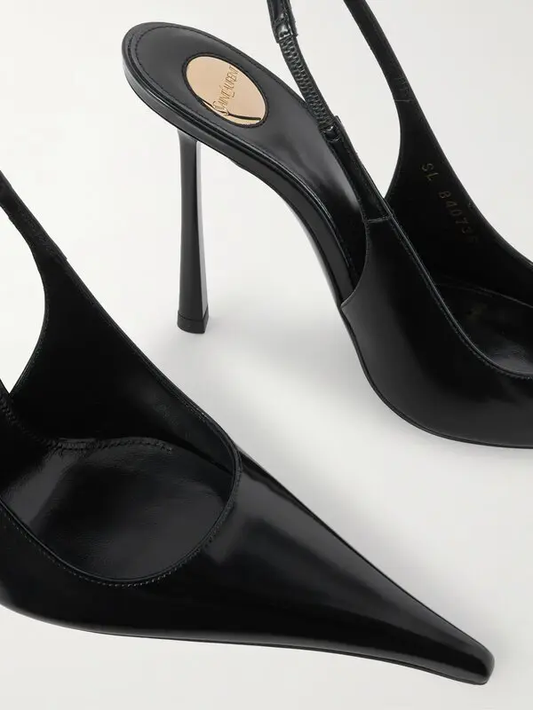 Saint Laurent Vendôme Glossed-leather Slingback Pumps