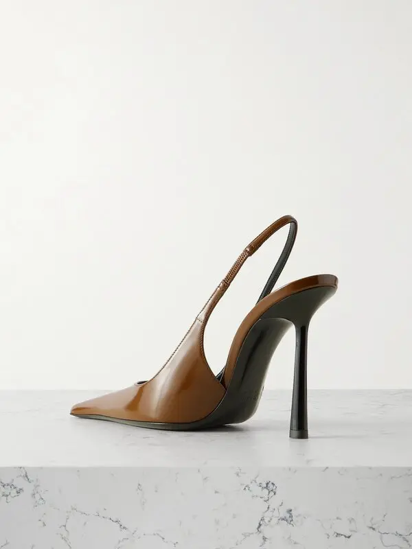 Saint Laurent Vendôme Glossed-leather Slingback Pumps