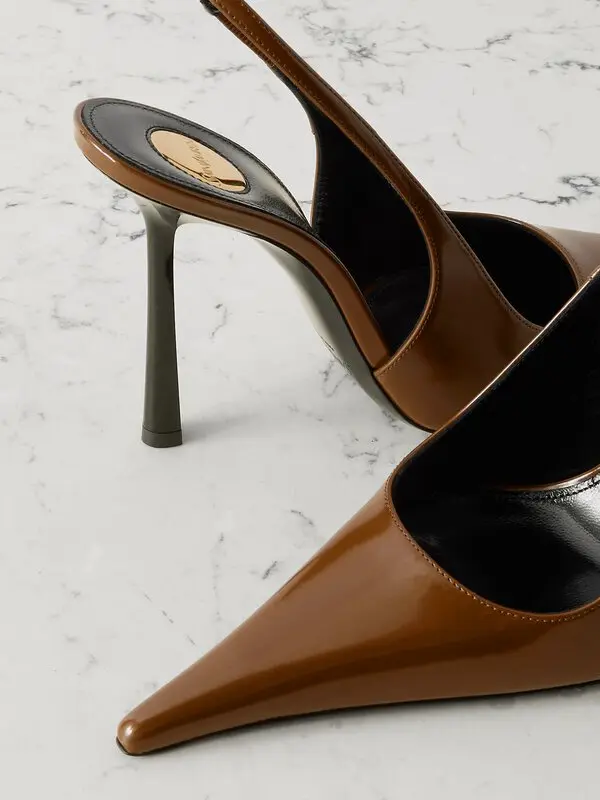Saint Laurent Vendôme Glossed-leather Slingback Pumps