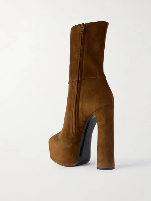 Saint Laurent Nico Buckled Suede Platform Boots