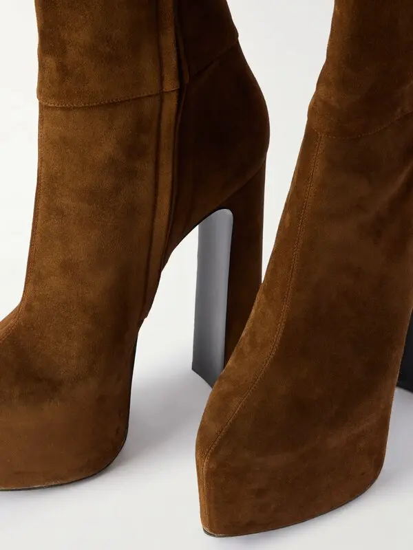 Saint Laurent Nico Buckled Suede Platform Boots