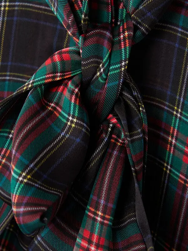 Saint Laurent Pussy-bow Checked Silk-chiffon Blouse
