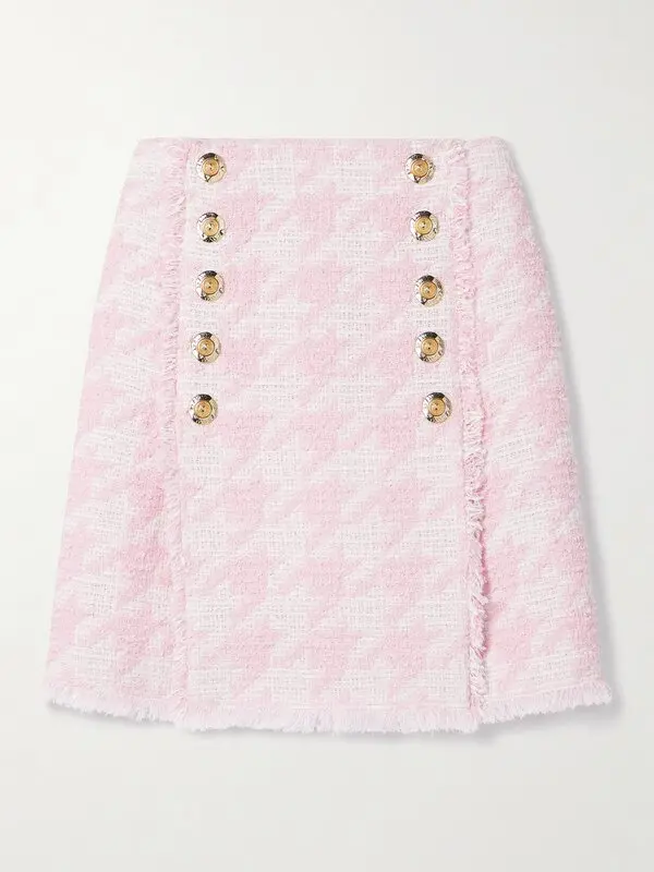 Balmain Button-embellished Pleated Mini Skirt