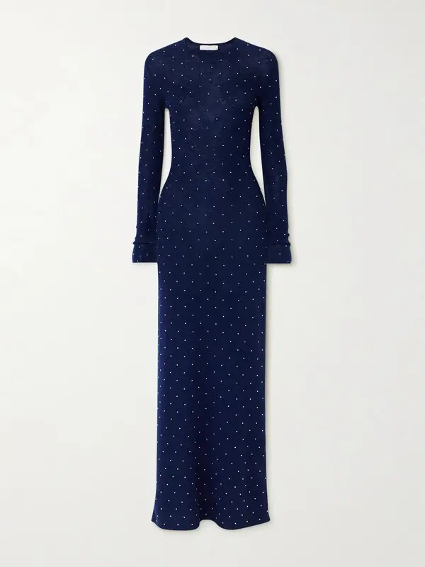 Rabanne Studded Wool-blend Maxi Dress - Blue