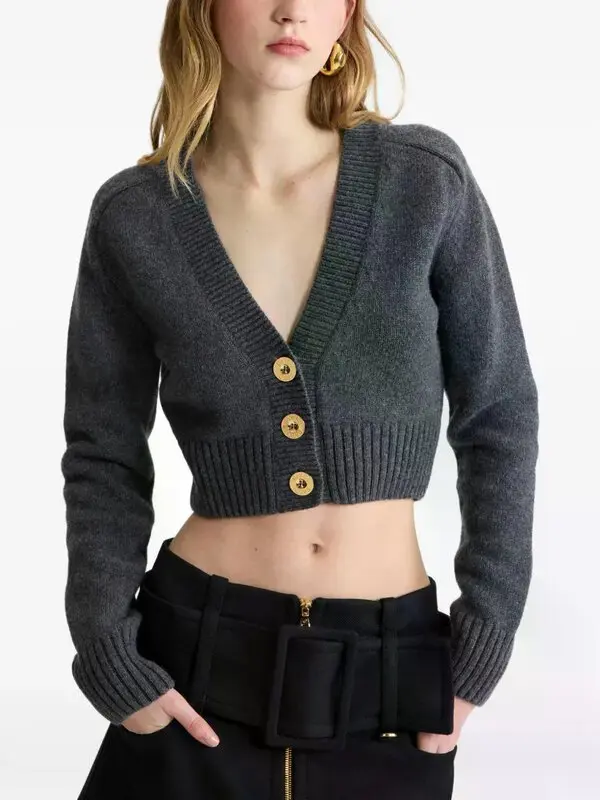 PATOU Elbow-patch Button Cardigan - Grey
