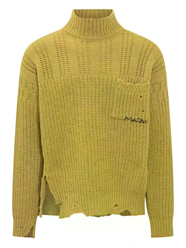 Marni Ribbed Mock-neck Sweater - Yellow