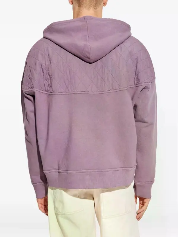 GOLDEN GOOSE Quilted-panel Half-zip Hoodie - Mauve