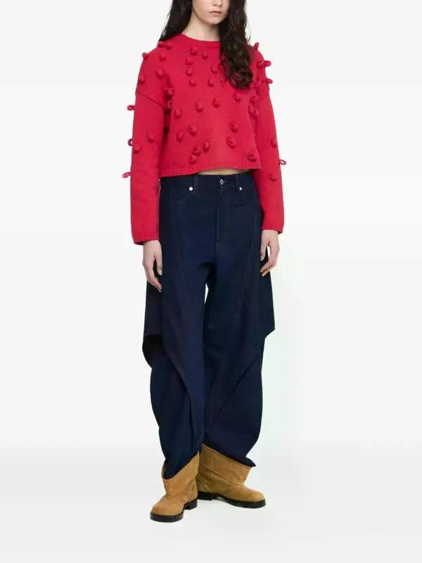 JW Anderson Cropped Jumper With Loop Embellishments - Red