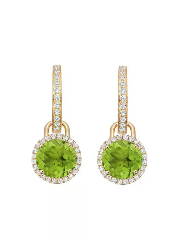 Kiki Mcdonough 18k Yellow Peridot And Diamond Grace Drop Earrings - Gold