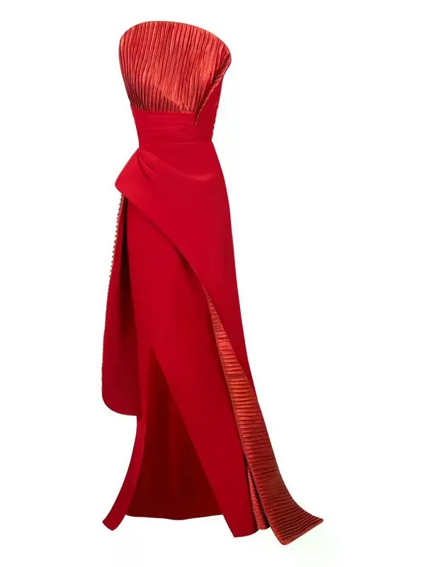 GABY CHARBACHY Pleated Draped Evening Gown