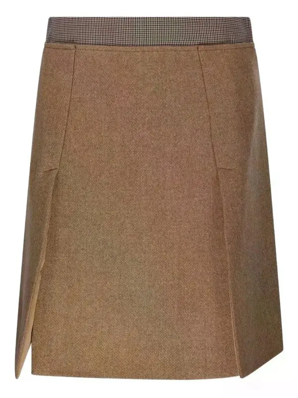 Sportmax Checked-waistband Midi Skirt - Brown