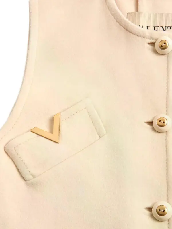 Valentino Garavani Button-up Coat With Vgold Details - Neutrals