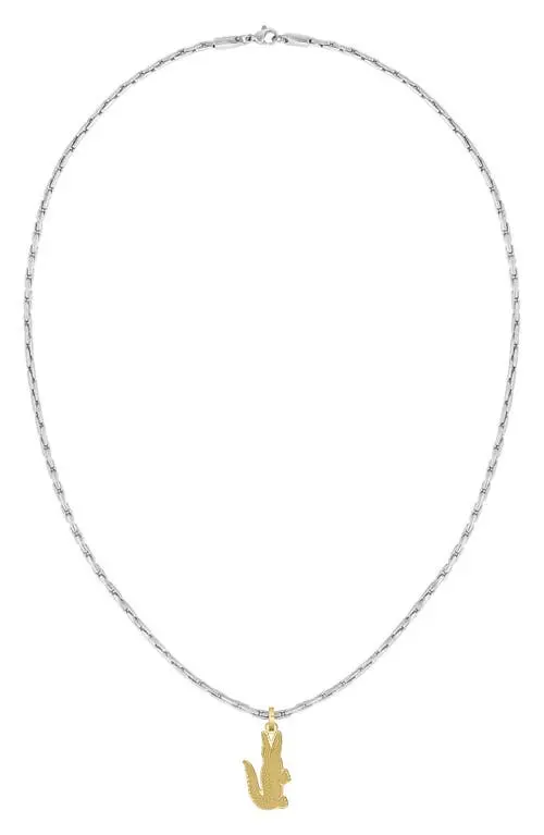 Lacoste Arthor Crocodile Pendant Necklace - Silver Stainles Steel