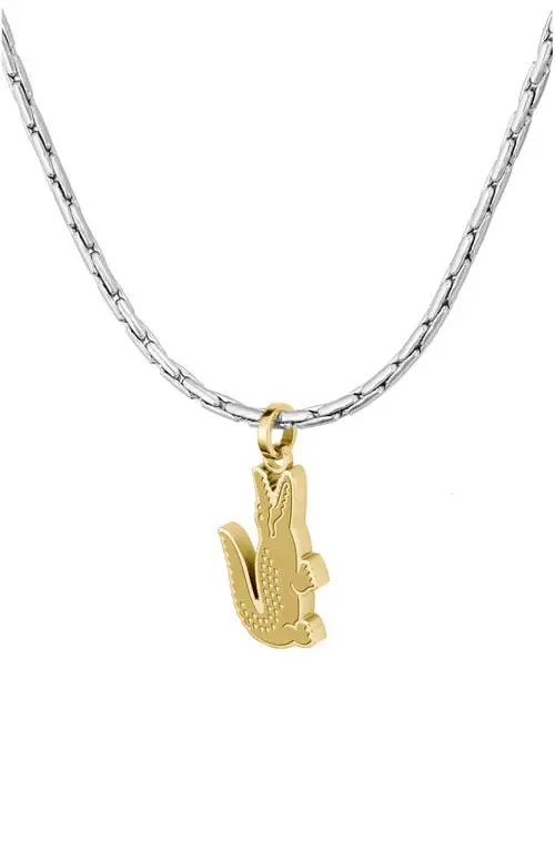 Lacoste Arthor Crocodile Pendant Necklace - Silver Stainles Steel