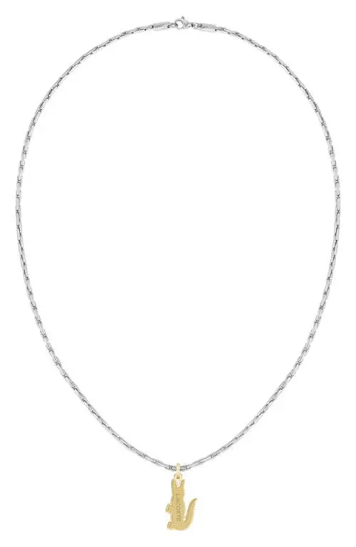 Lacoste Arthor Crocodile Pendant Necklace - Silver Stainles Steel