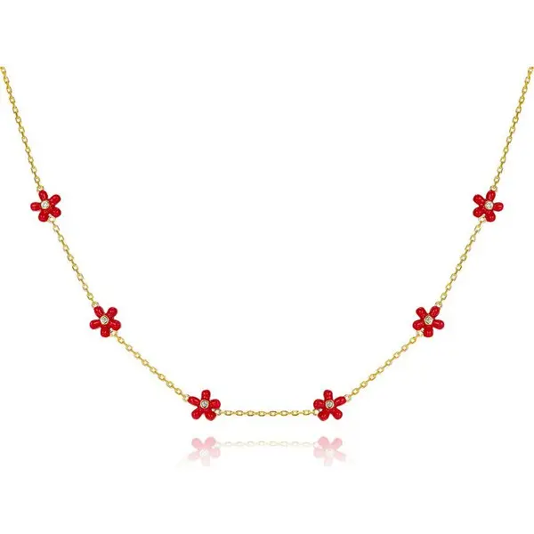 ANNA ZUCKERMAN Petit Rosie Necklace - Red