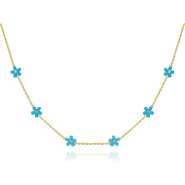 ANNA ZUCKERMAN Petit Rosie Necklace - Sky Blue
