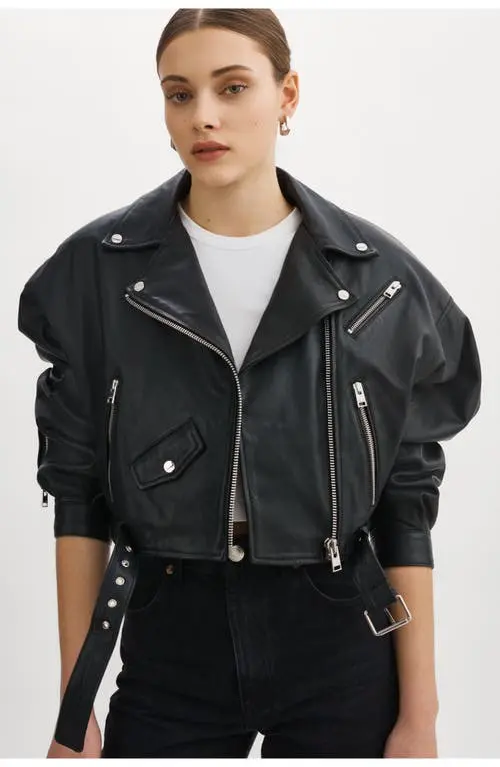 LAMARQUE Dylan 80's Leather Biker Jacket - Black