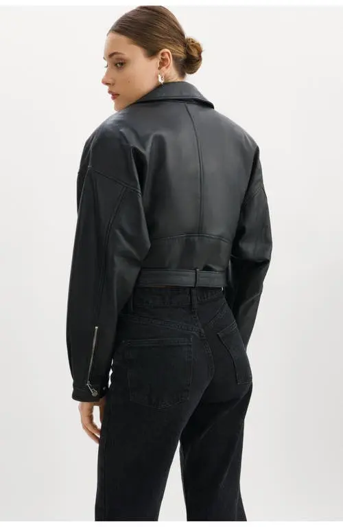 LAMARQUE Dylan 80's Leather Biker Jacket - Black