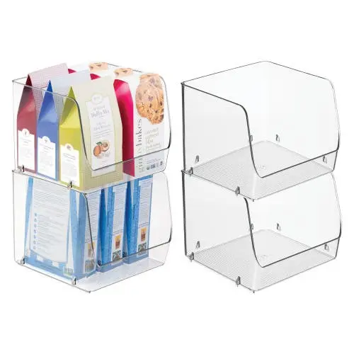 IDESIGN Stackable Open-front Storage Binset Of 4made - Clear