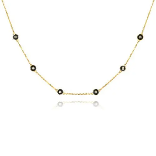 ANNA ZUCKERMAN Petit Bubble Charm Necklace - Black/yellow Gold