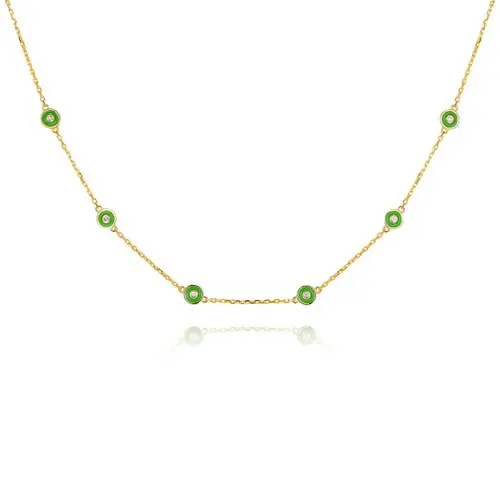 ANNA ZUCKERMAN Petit Bubble Charm Necklace - Green/yellow Gold