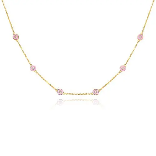 ANNA ZUCKERMAN Petit Bubble Charm Necklace - Pink/yellow Gold