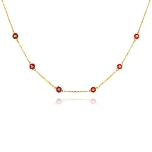 ANNA ZUCKERMAN Petit Bubble Charm Necklace - Red/yellow Gold