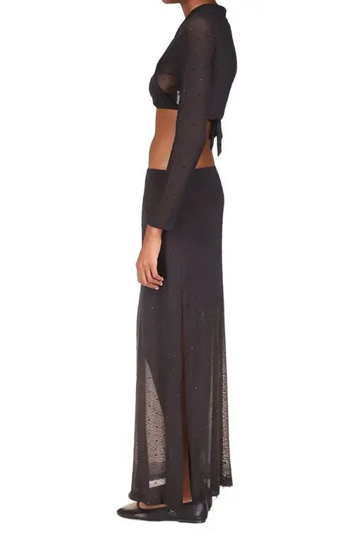 Anna Sui Rhinestone Mesh Skirt - Black