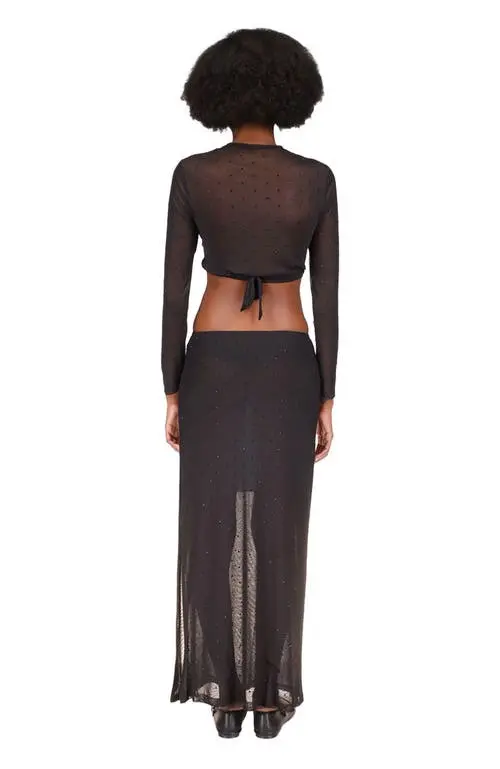 Anna Sui Rhinestone Mesh Skirt - Black