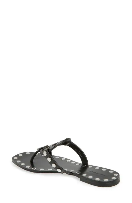Tory Burch Miller Studded Thong Sandal - Perfect Black /silver