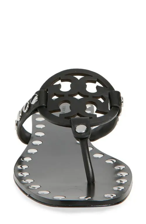 Tory Burch Miller Studded Thong Sandal - Perfect Black /silver