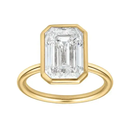 LUVMYJEWELRY 14k Gold Carat Emerald Cut Lab Grown Diamond Solitaire Ring - 14k Yellow Gold